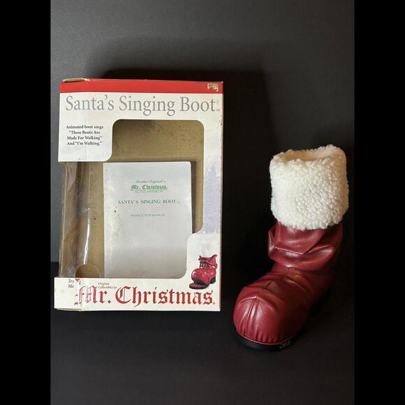 Design | Vintage Mr Christmas Santas Singing Boot Animated Musical 1991 ...